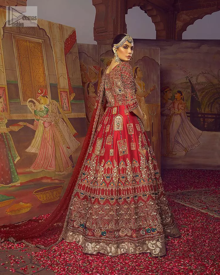 Crimson Maroon Front Open Maxi - Lehenga n Dupatta - Reception
