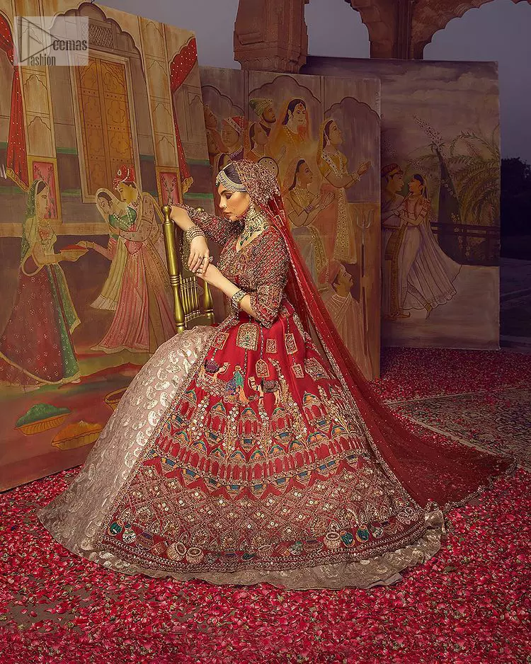 Crimson Maroon Front Open Maxi - Lehenga n Dupatta - Reception